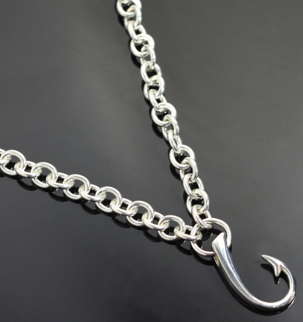 Lg Hook Drop Pendant on Heavy Link Chain Necklace-P1017-DHL – Anisa Jewelry